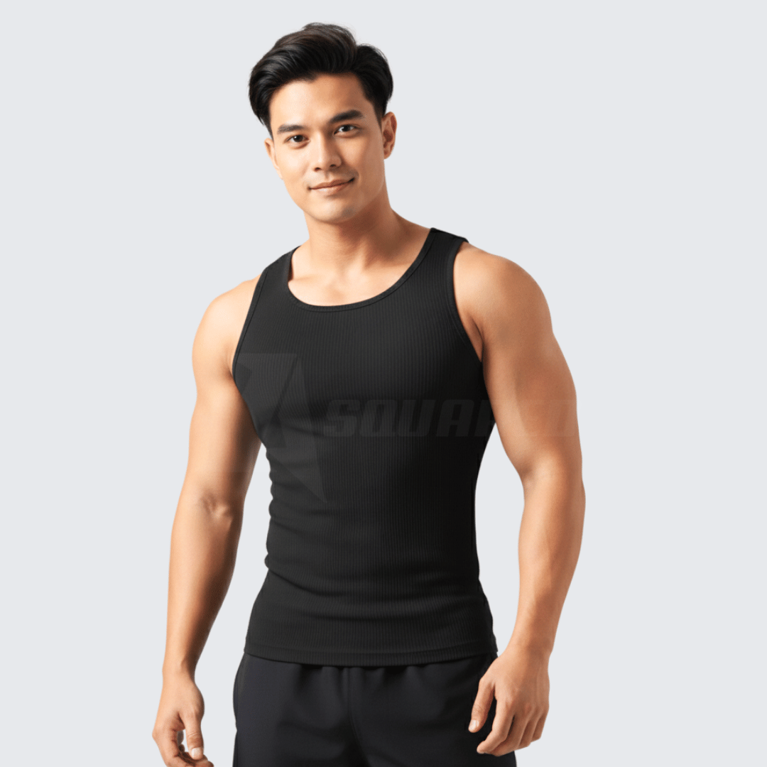 A-Squared Round Neck Ribbed Knitted Cotton Sando Gym Fitness Casual ...
