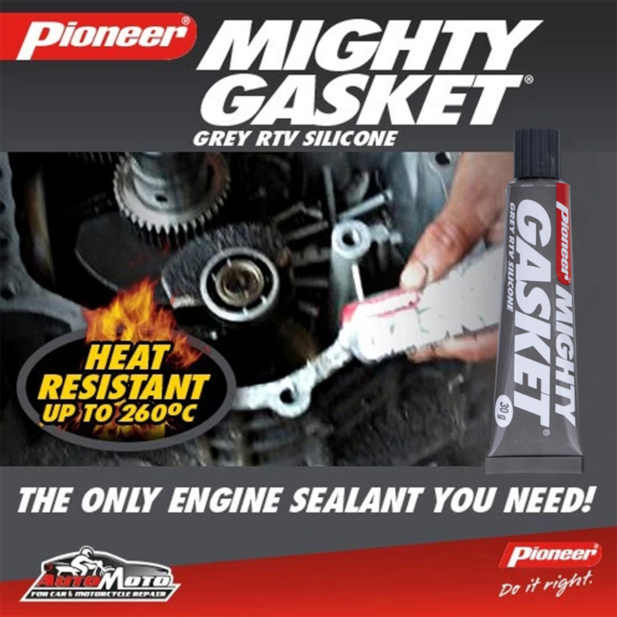 Pioneer Mighty Gasket Engine Sealant Grey 30g | Shopee Philippines