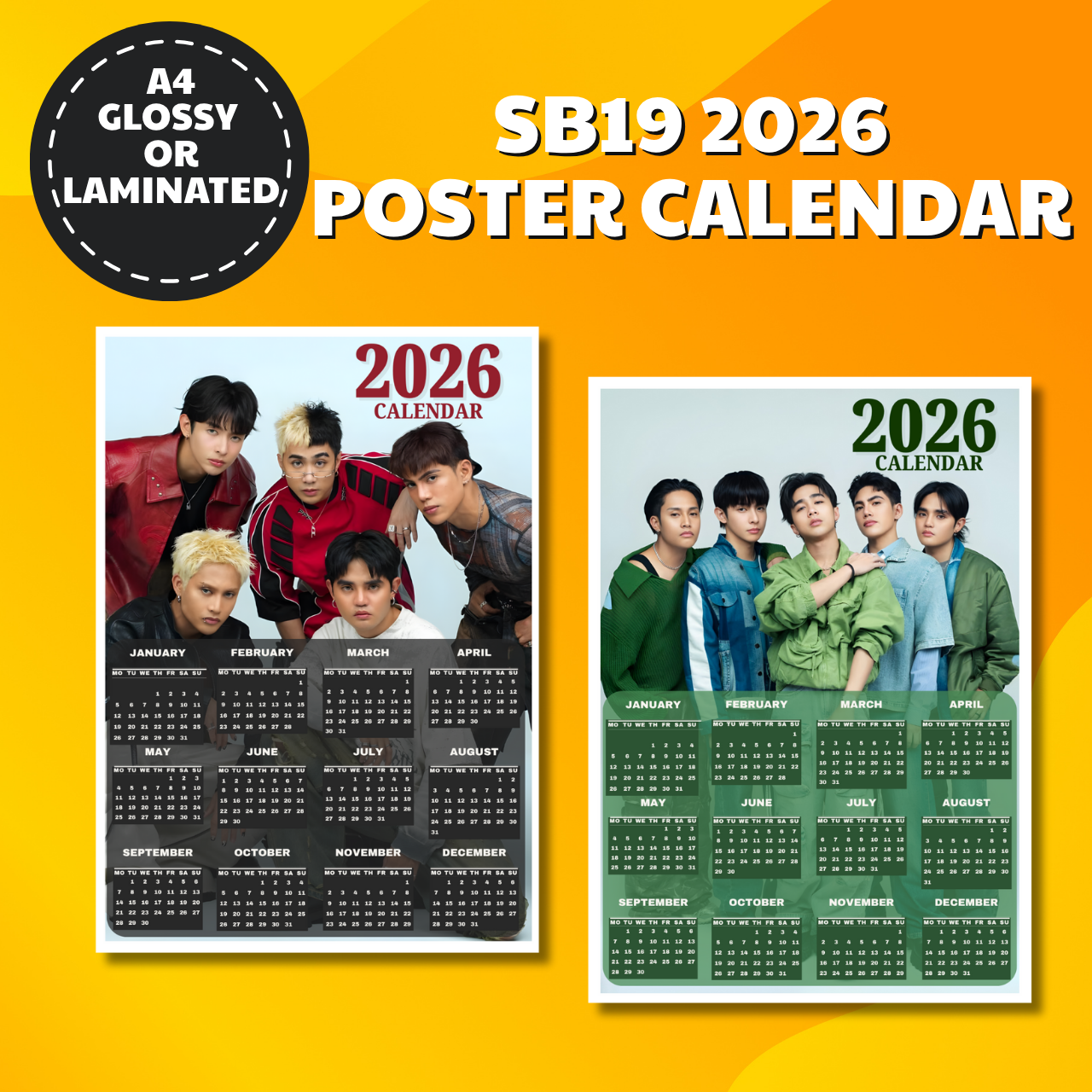 SB19 2026 Poster Calendar GLOSSY / LAMINATED A4 Size Wall Calendar for ...