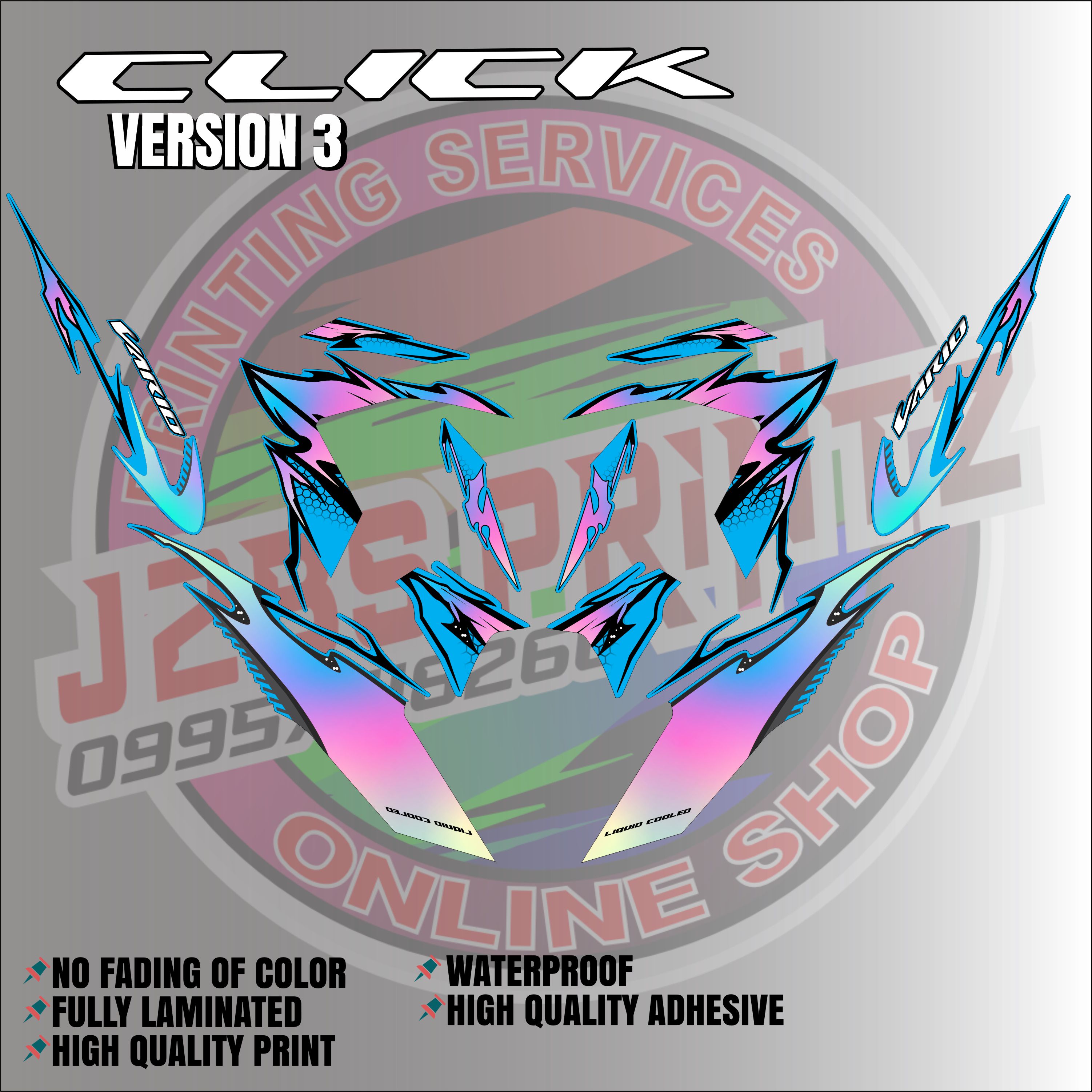 DECALS FOR HONDA CLICK 125 V3 INDO CONCEPT HOLOGRAPHIC AND NON ...