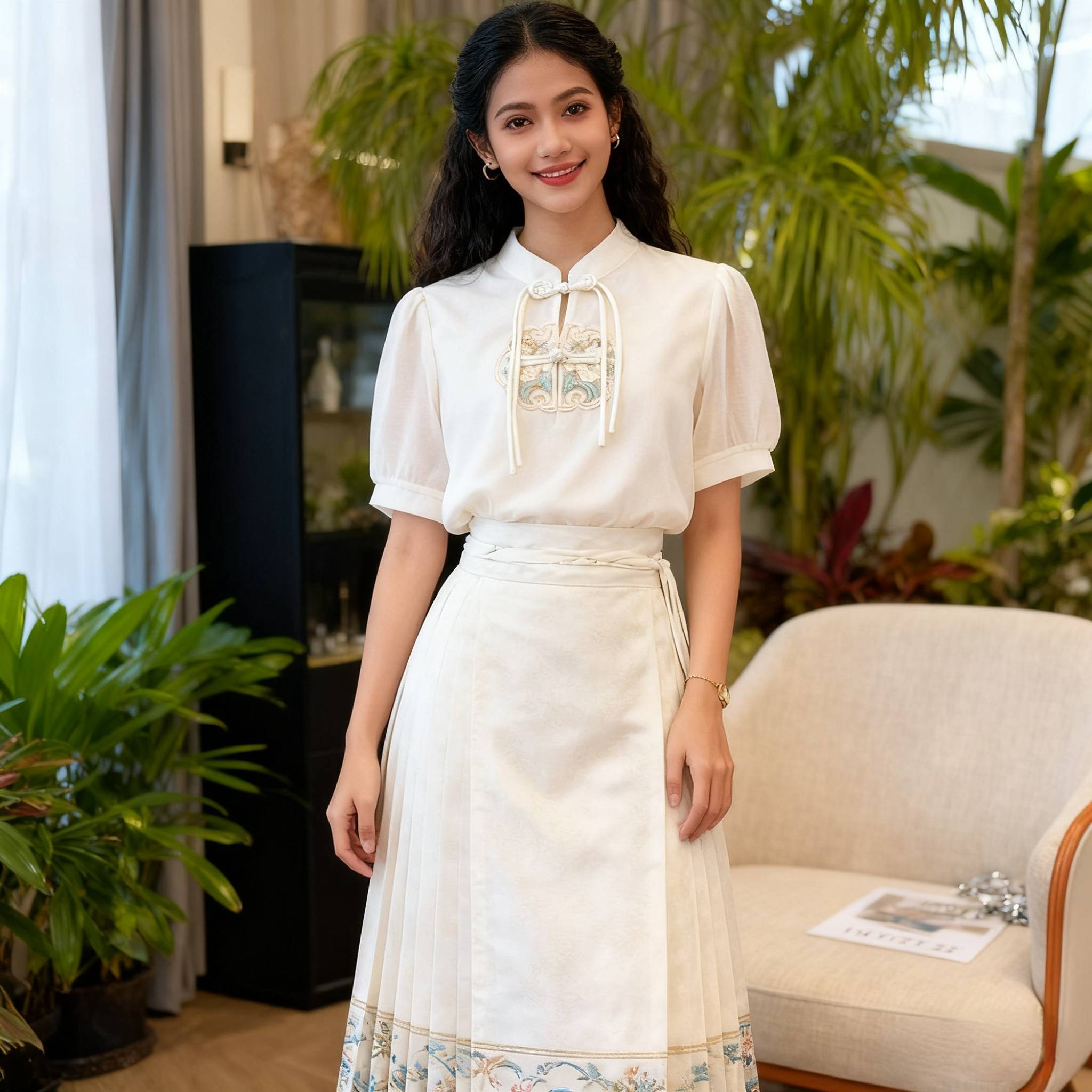 asian inspired attire for women blouse Modern Filipiniana Top Eyelet ...
