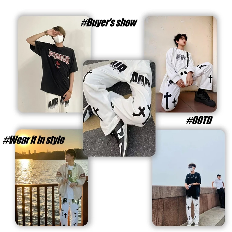 Y2k Baggy Pants For Men Cross Pants Unisex Casual Loose Straight ...