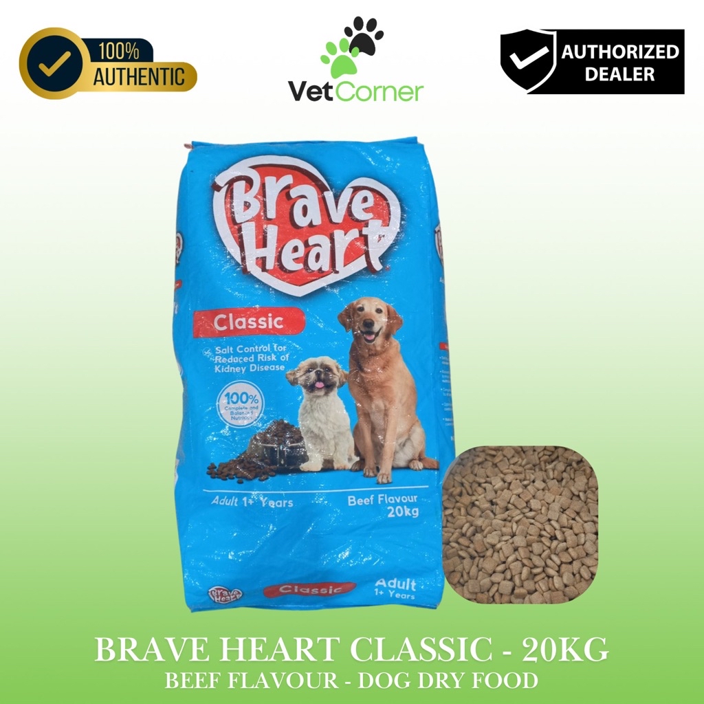 Brave Heart Classic (Beef Flavour) Dog Dry Food - 20kg | Shopee Philippines