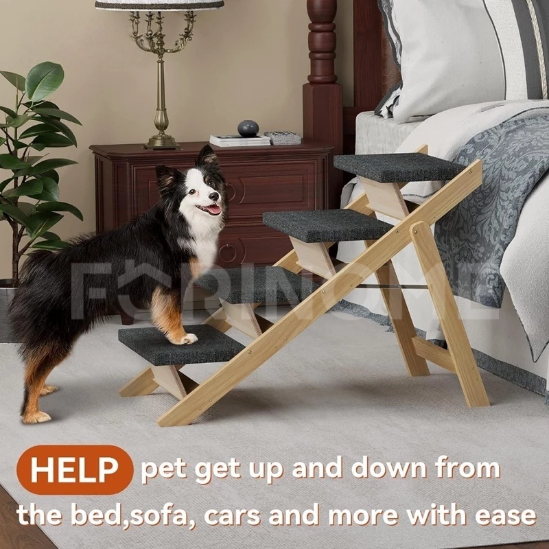 Foldable Wooden Pet Stairs Storage Cat and Dog Stairs Anti-Slip Steps ...