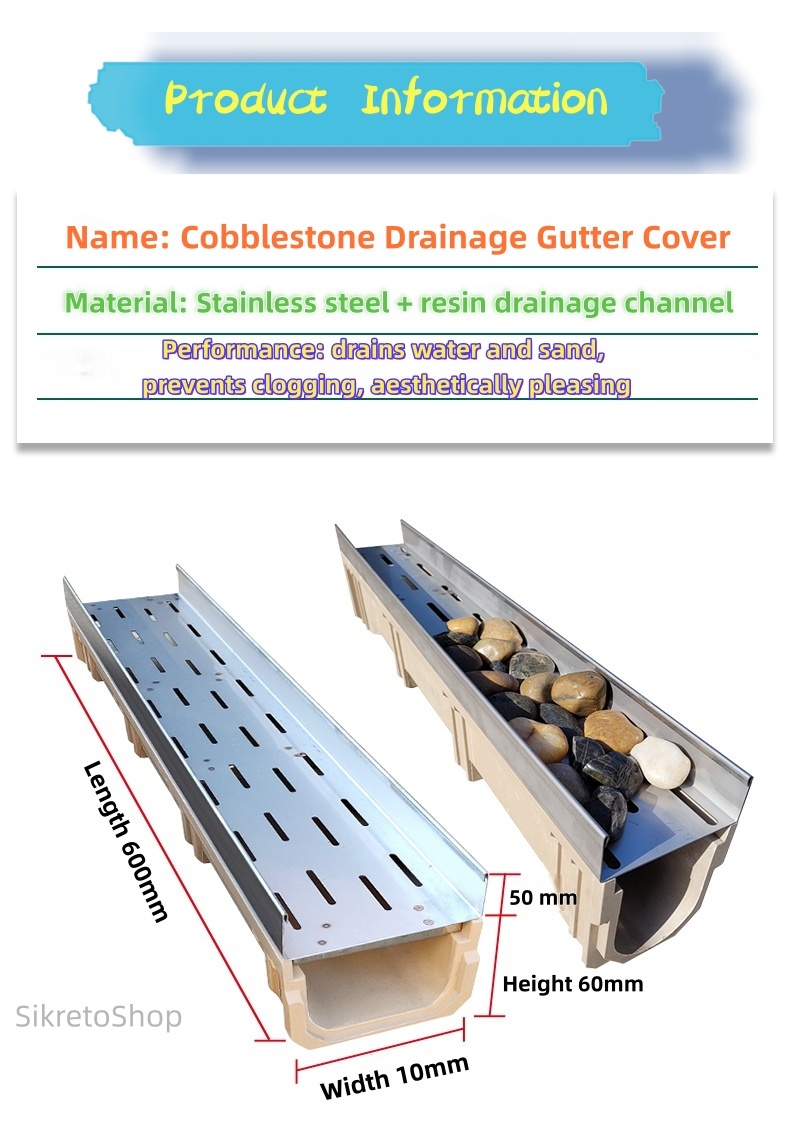 Pebble Drainage Channel 304 Stainless Steel Cover Plate Resin A Plastic ...