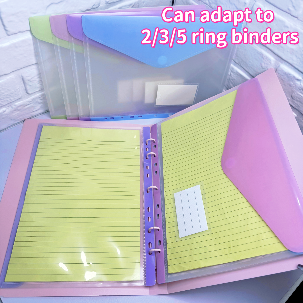 11 Hole A4/Long Loose Leaf File Bag Transparent Envelope Pocket File ...