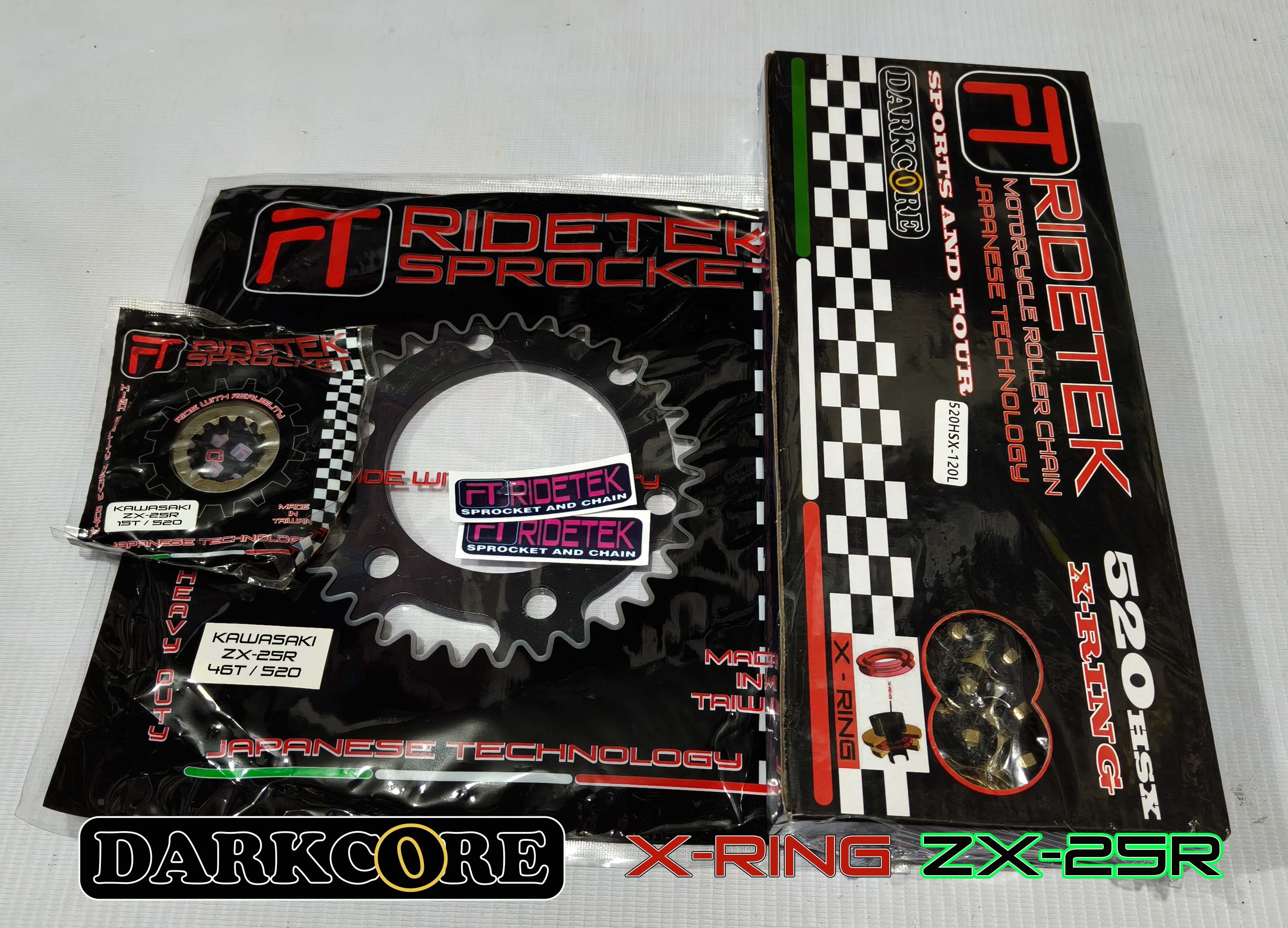 KAWASAKI ZX-25R, ZX25R RIDETEK SPROCKET AND CHAIN SET 520HSX X-RING ...