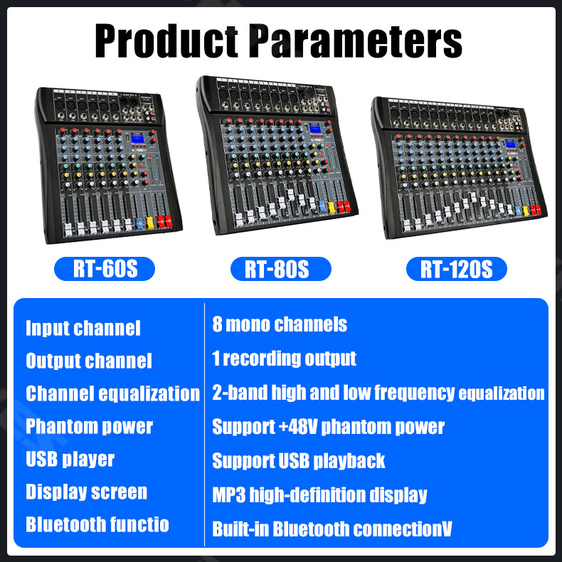 RAYHAYES RT-120S Professional mixer 6/8/12 channel PC/Bluetooth/USB/MP3 ...