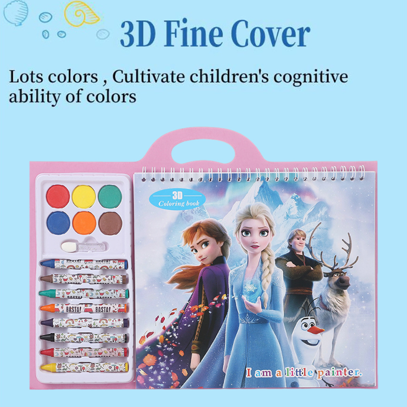 Coloring Book Set With 8 Crayons And Watercolor Educational Toys ...