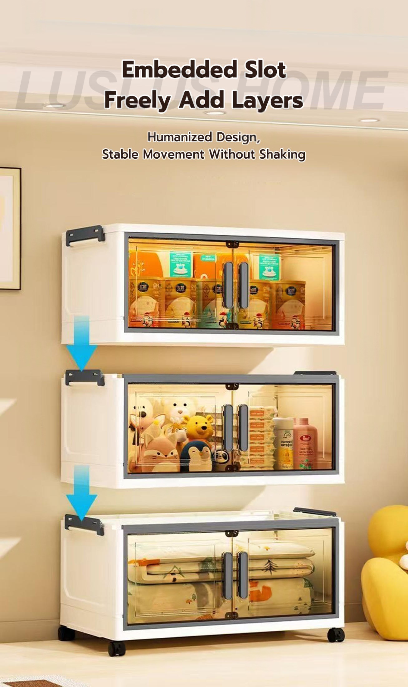 LUS Transparent Storage Cabinet Durable Home Organizer Drawer Cabinet ...