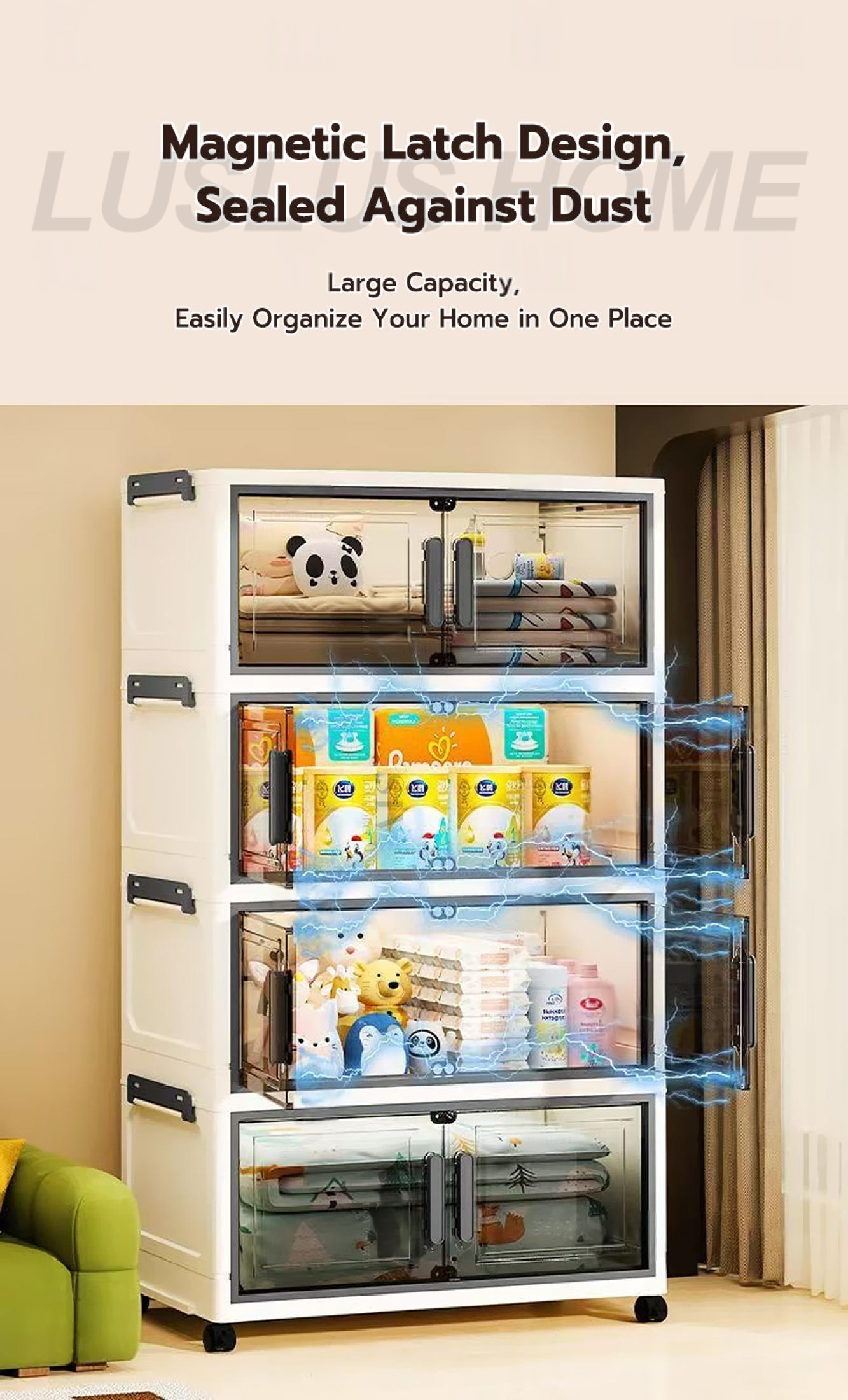 LUS Transparent Storage Cabinet Durable Home Organizer Drawer Cabinet ...