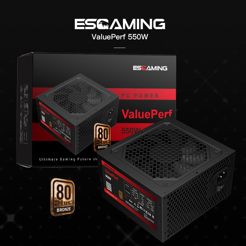 Esgaming Computer ATX 450W 550W PSU True Rated 80 Plus Bronze Certified ...