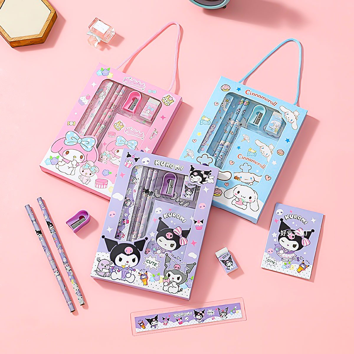 6pcs Stationery Set Kuromi Melody Cinnamoroll Pencil Pencil Ruler For ...