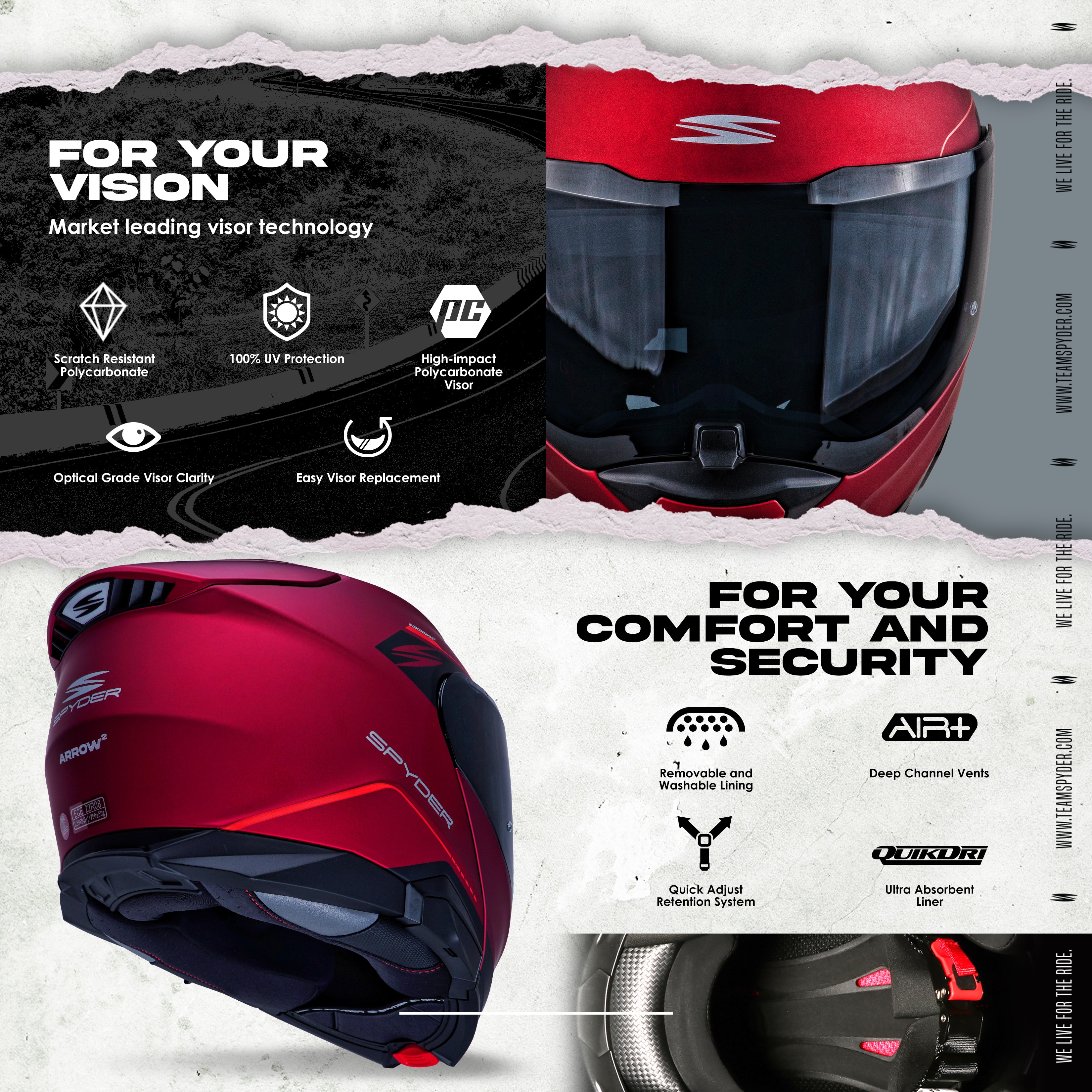 Spyder ARROW 2.0 PD S0 V2 Modular Dual Visor Motorcycle Helmet | ECE ...