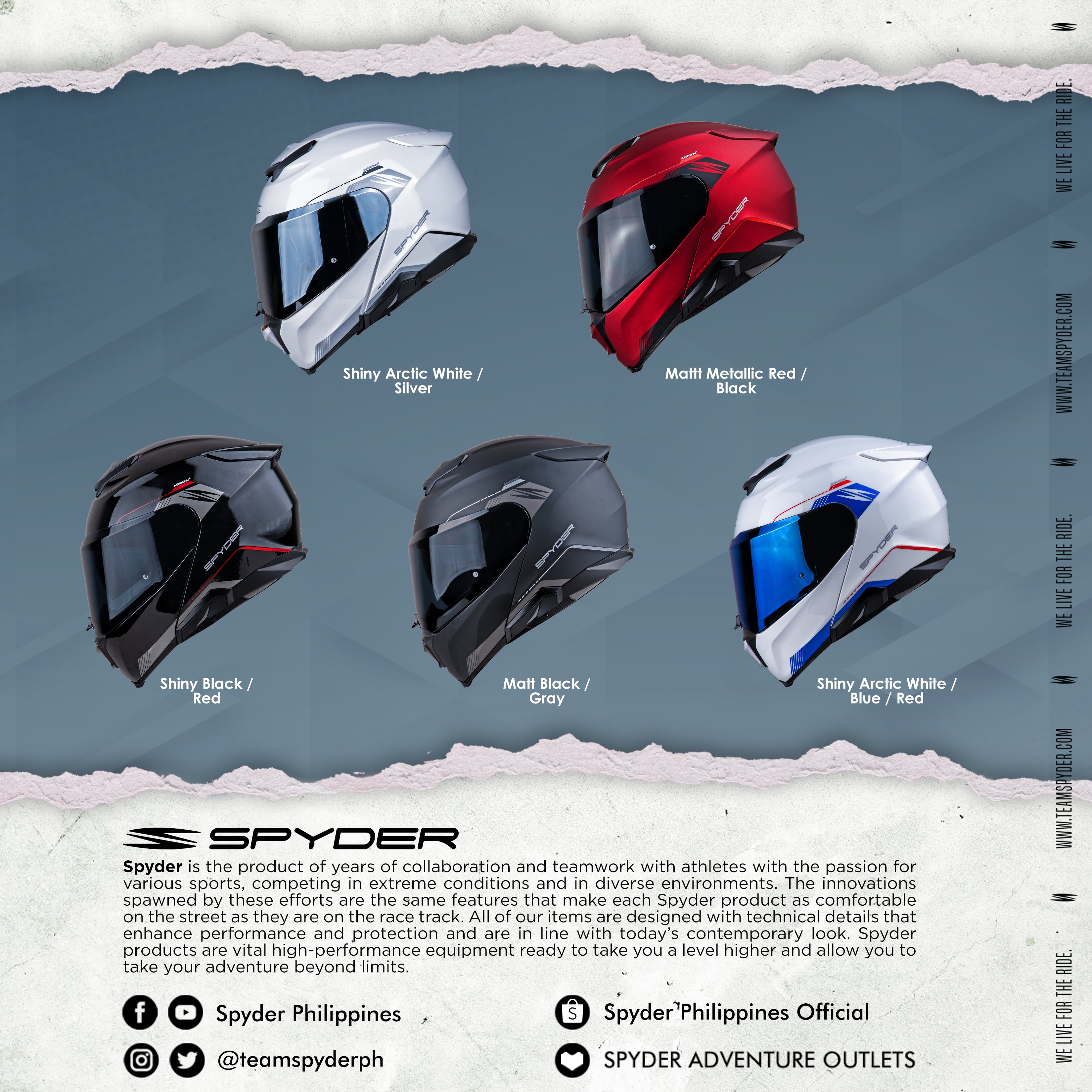 Spyder ARROW 2.0 PD S0 V2 Modular Dual Visor Motorcycle Helmet | ECE ...