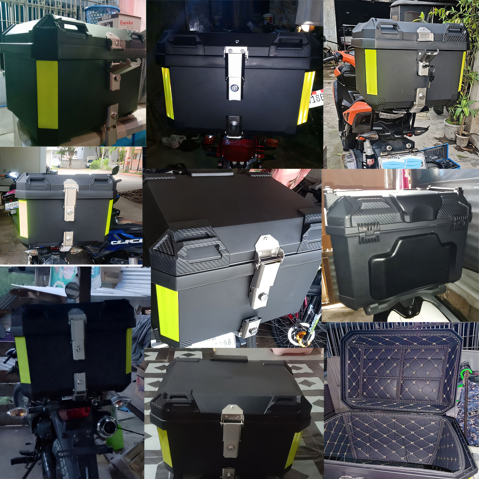 Motorcycle trunk helmet box universal 45L large capacity Hard Plastic ...