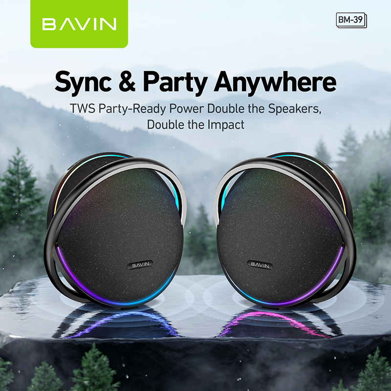 BAVIN BM39 100W Powerful Bass Portable Outdoor Bluetooth Speaker w/RGB ...