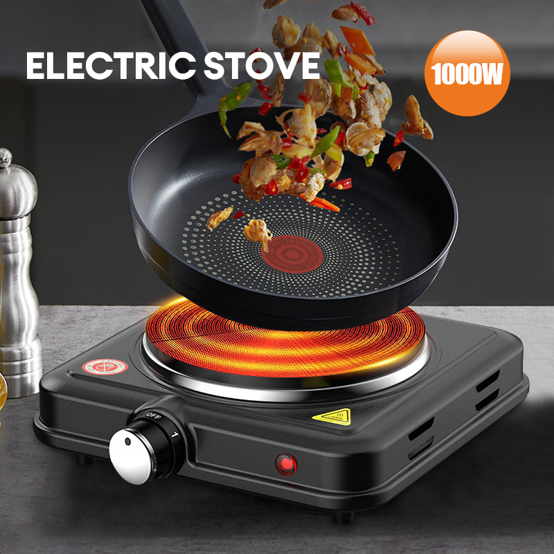QKK Portable Electric Stove 1000W Single Cooktop Hot Plate Travel Cook ...