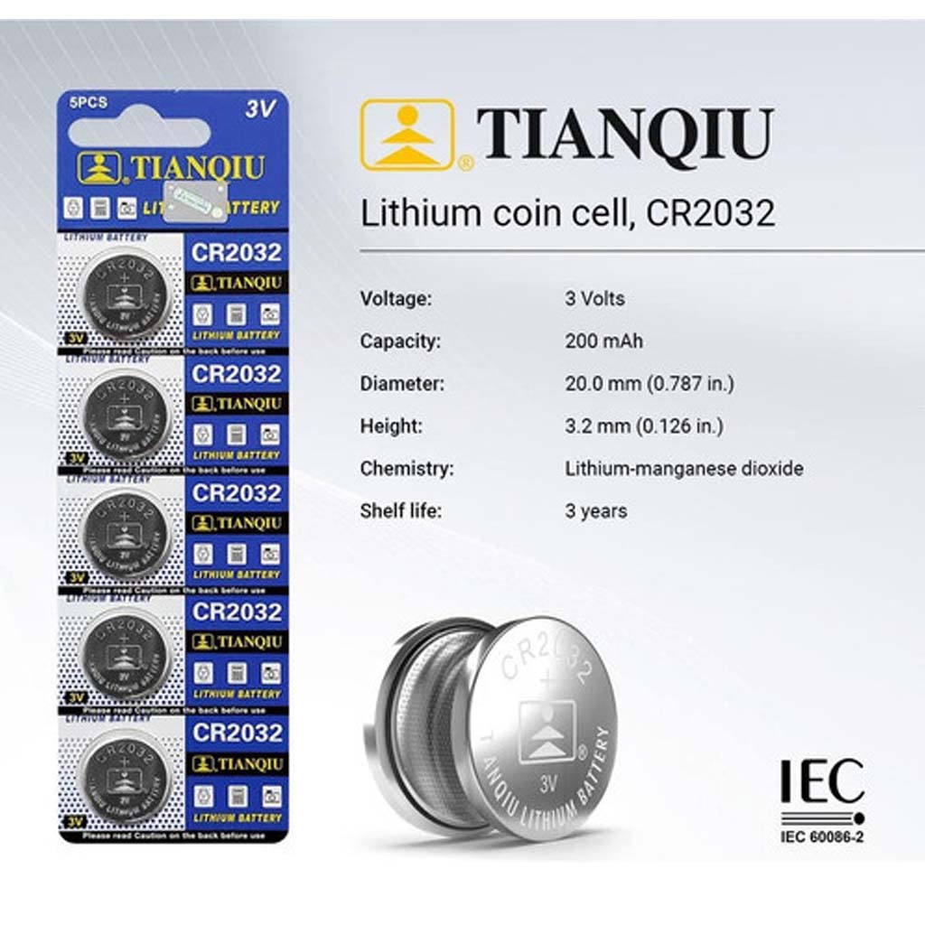 Tianqiu CR2032 Lithium Coin Battery 3V Button Batteries for Toys Remote ...