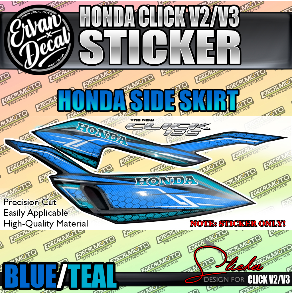 HONDA CLICK 125i/150 V2/v3 SIDESKIRT ARARO STICKER VINYL DECAL ERVAN ...