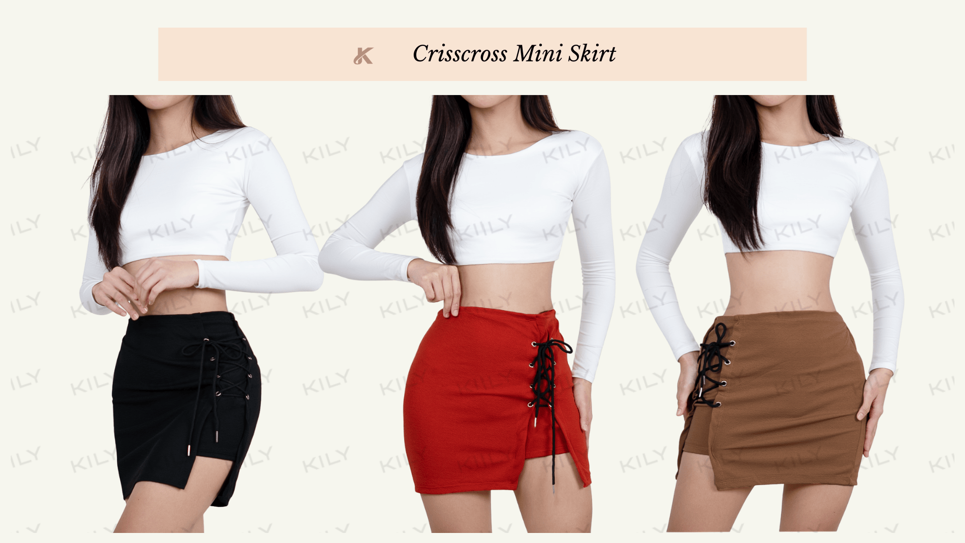 KILY.PH Skirt Mini Skirt High Waist Bodycon Lace Up Crisscross Side ...