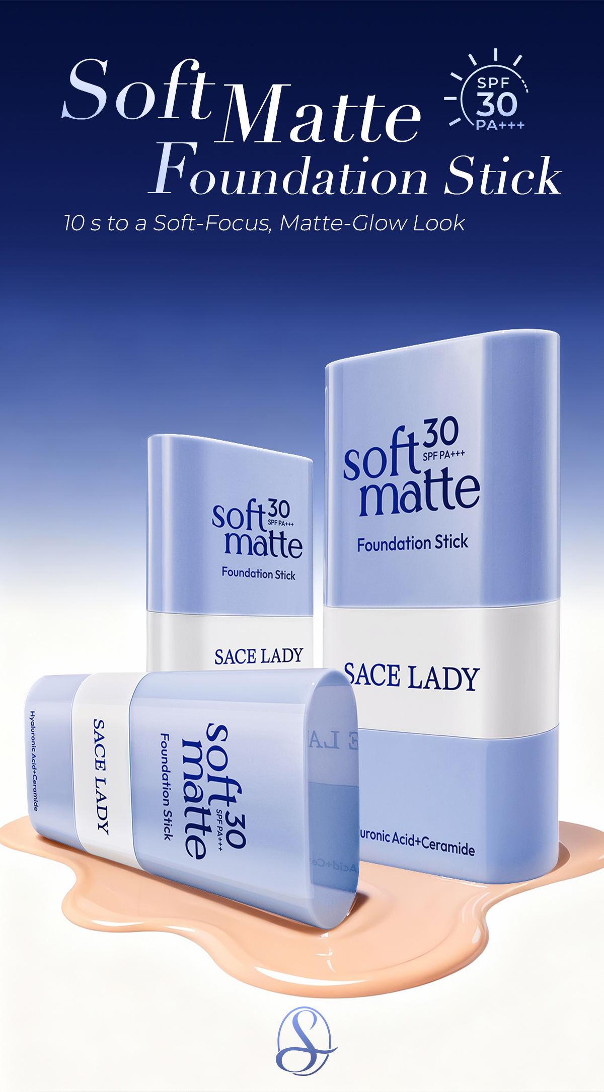 SACE LADY Soft Matte Foundation Stick Full Coverage SPF30 PA+++ Natural ...