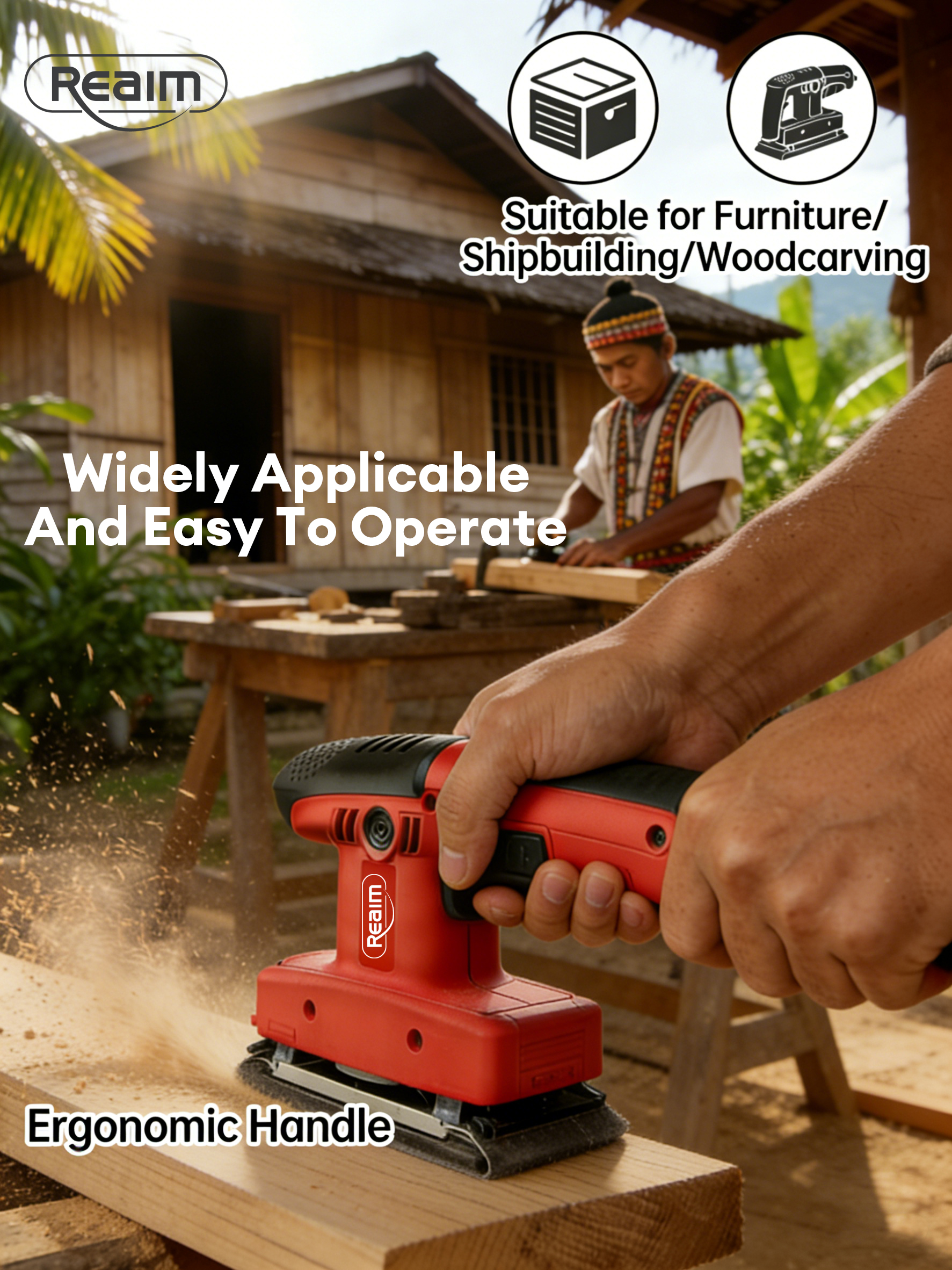REAIM Electric Sander Power Tool 380W Sanding Machine Sander For Wood ...