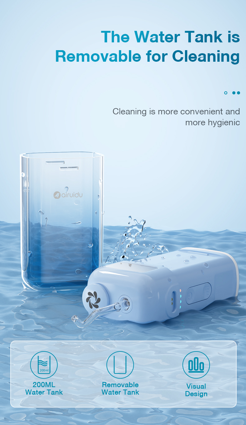 Airuidu CF600 Water Flosser 200ML Teeth Cleaner 4 Speed Level Oral ...