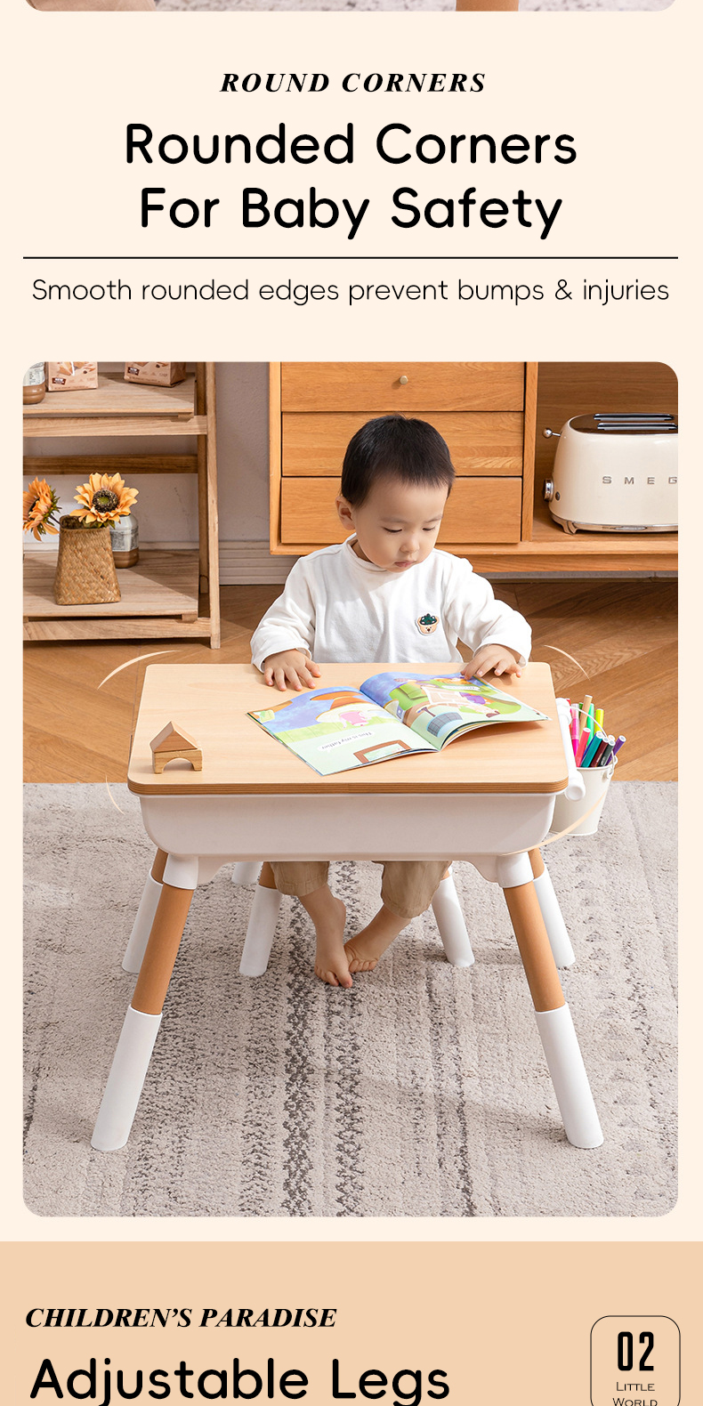 COCOBB Kids Adjustable Desk Chair Set Multifunctional Learning Table ...