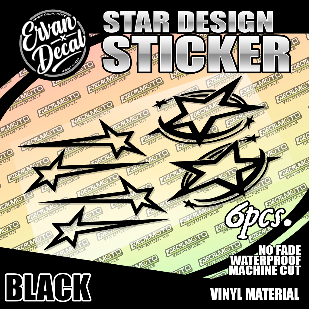 STAR DESIGN LIGTHNING STAR STICKER VINYL CUTOUT FOR VEHICLE ERVAN ...