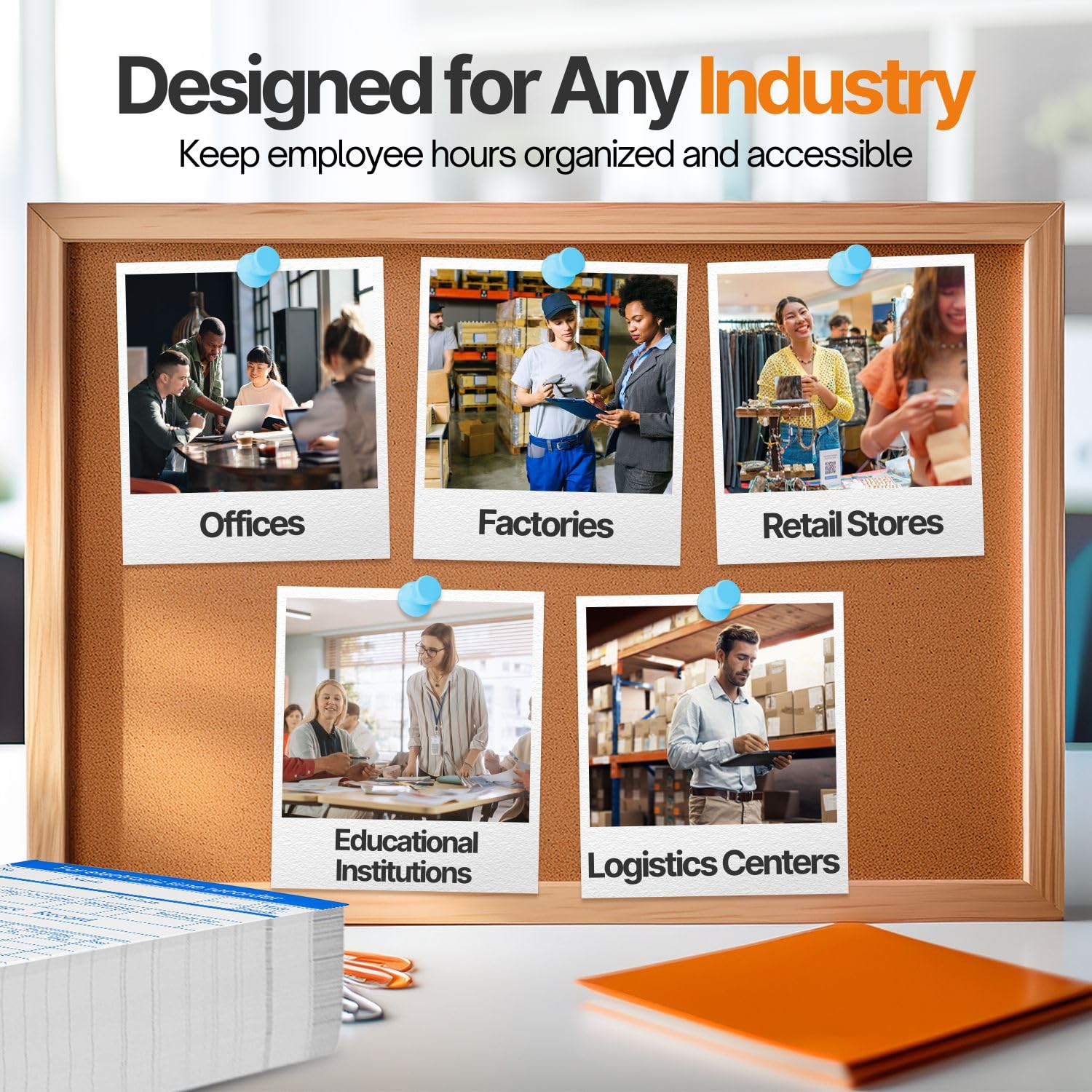 English Attendance Time Card 100Pcs/Pack Monthly 2-Sided Timecard for Employee Attendance ...