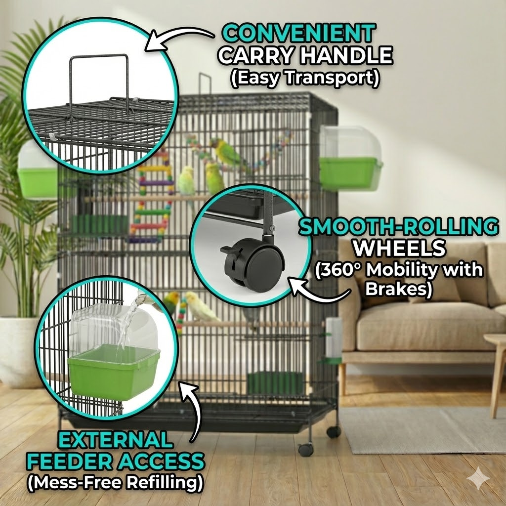 Papapet Bird Cage Double Layer Tall Parrot Cage High Profile Breeding ...