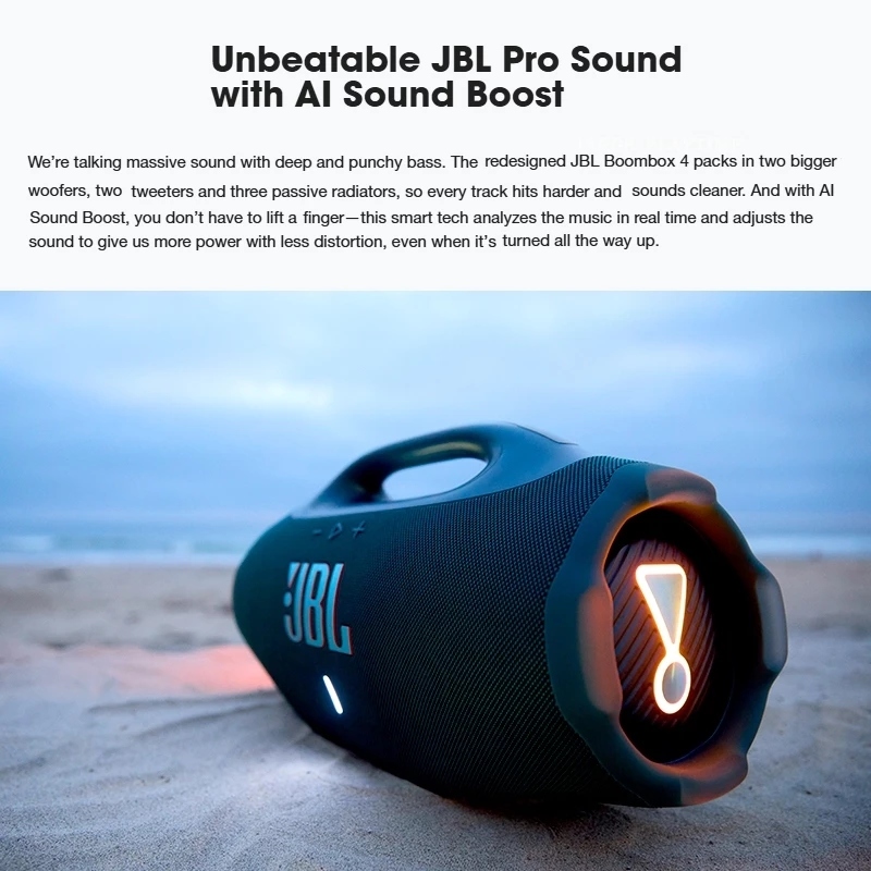 JB.L BOOMBOX4 Wireless Bluetooth Speaker Portable Deep Bass Speakers ...