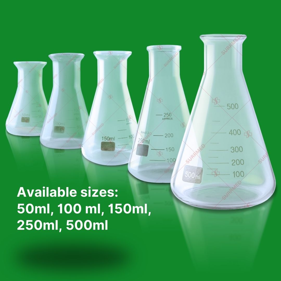 SURRMED Erlenmeyer Flask Glass Laboratory Container Assorted Sizes ...