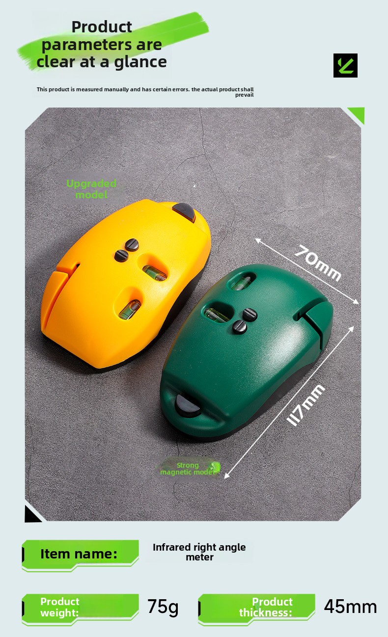 Green 90-Degree Right-Angle Infrared Laser Level Vertical Horizontal ...