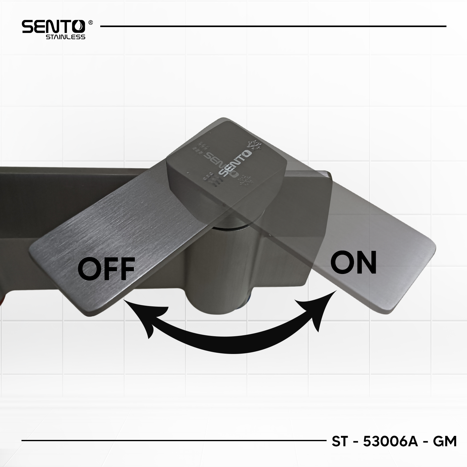 SENTO Luxury Shower Set Circle Head Hot and Cold Gun Metal ST-53006A-GM ...