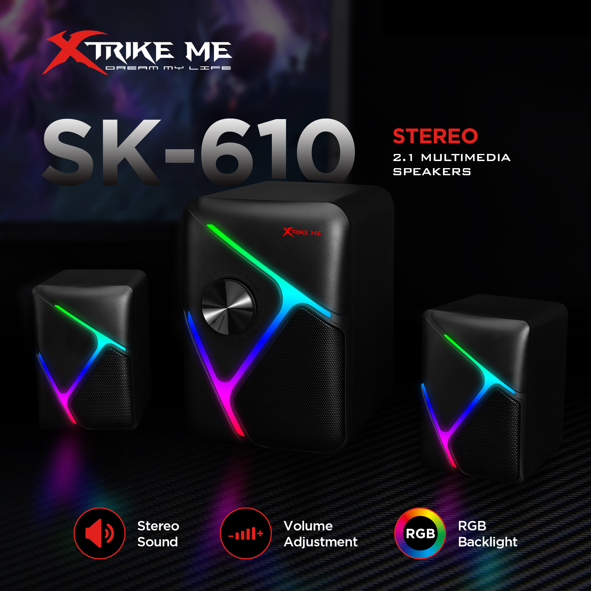 XTRIKE ME SK-610 2.1 Channel Wired USB Speaker with Subwoofer - 11W RMS ...