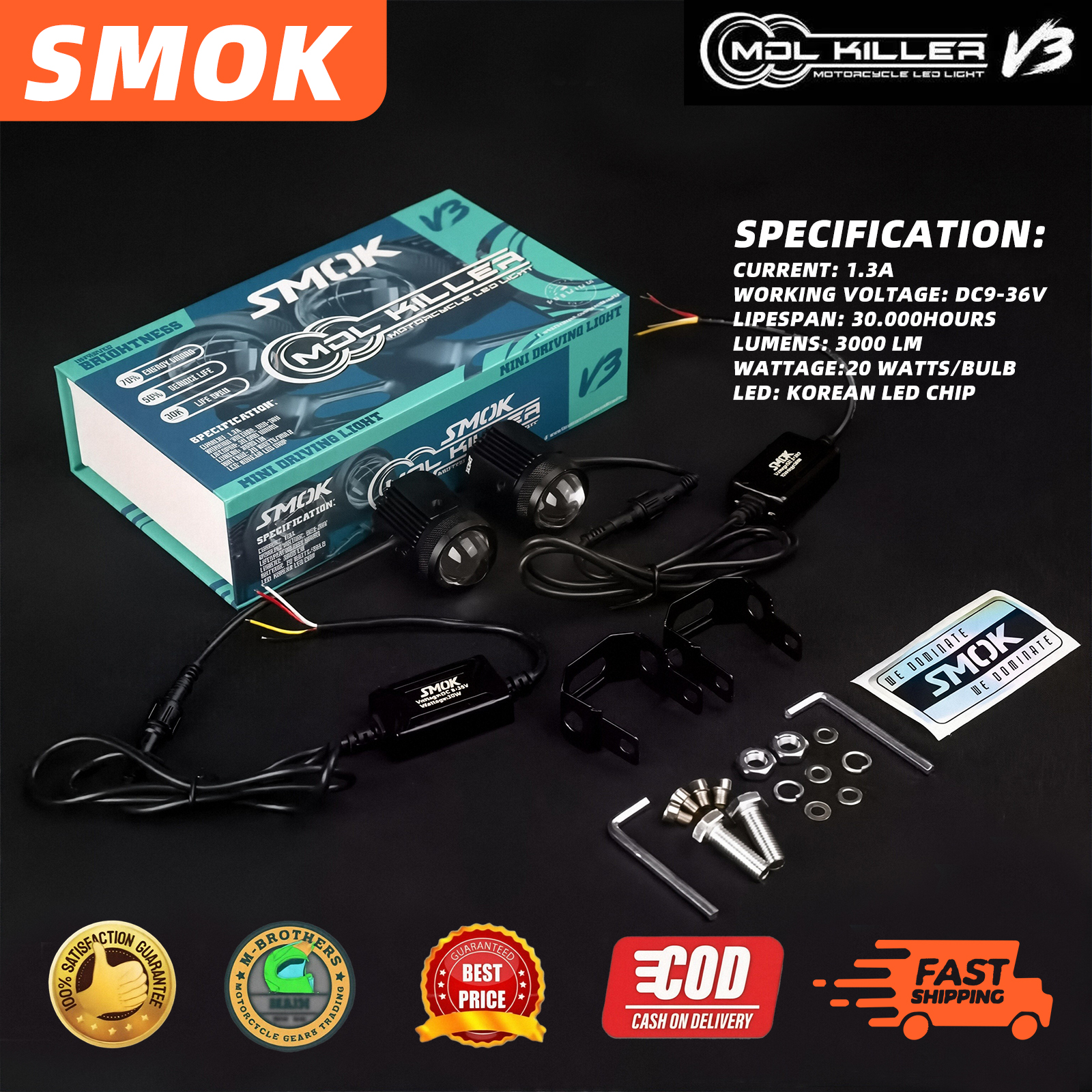 SMOK mini driving lights, 3-wire V1 and 4-wire V3, three-way switch ...