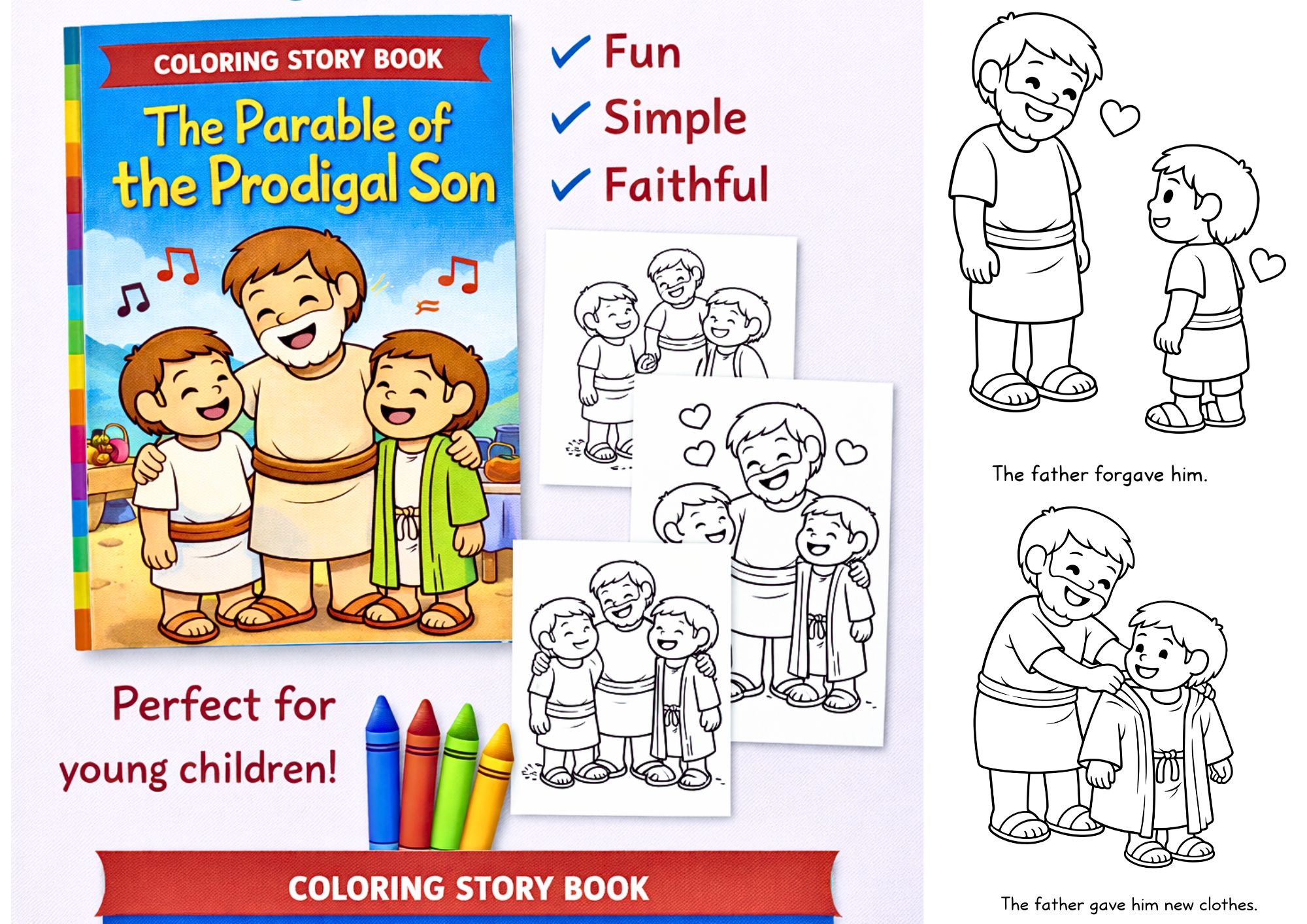 The Prodigal Son Coloring Bible Coloring Book for Kids with FREE ...
