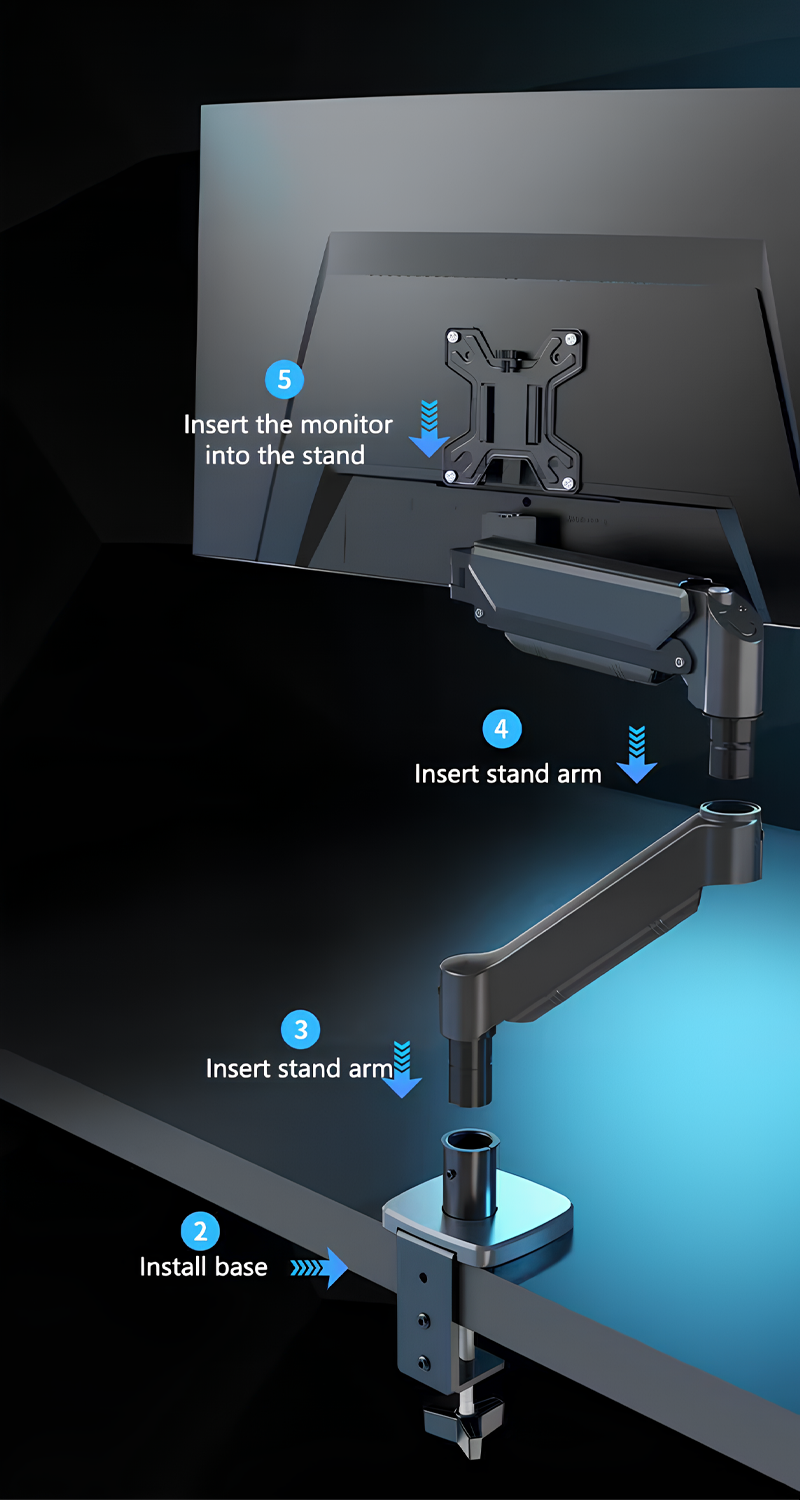 Inplay KMT-1 Single Monitor Stand Mount Arm Gas Spring Adjustable ...