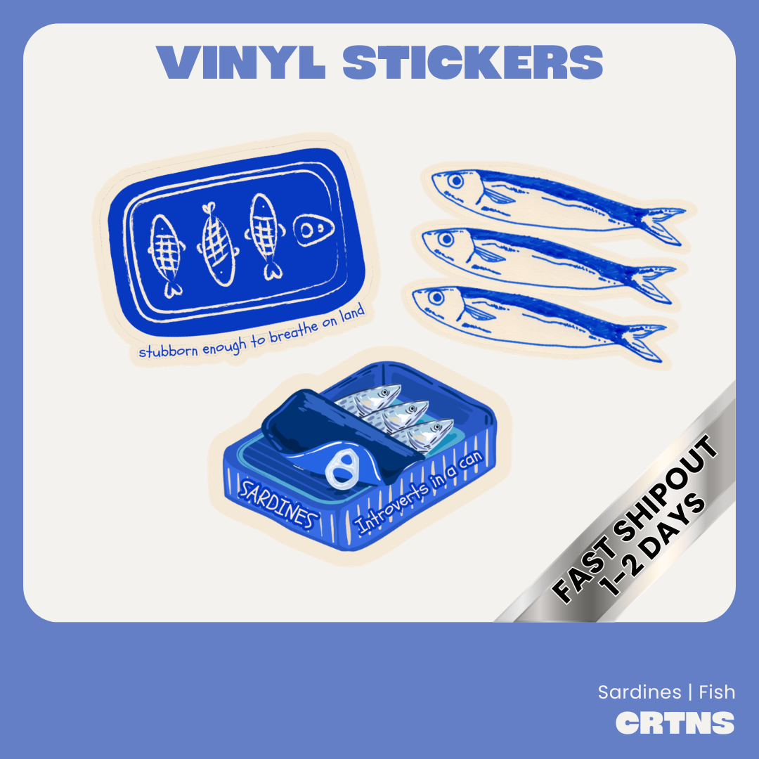 Sardines Fish Stickers | Vinyl Waterproof Matte Sticker | Witty ...