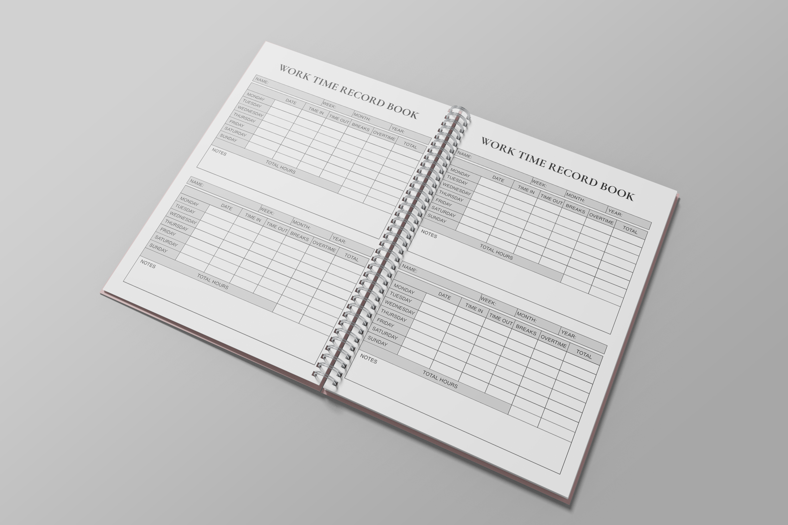 Work Time Record Book Employee Time Log: Daily Record of Hours Worked ...