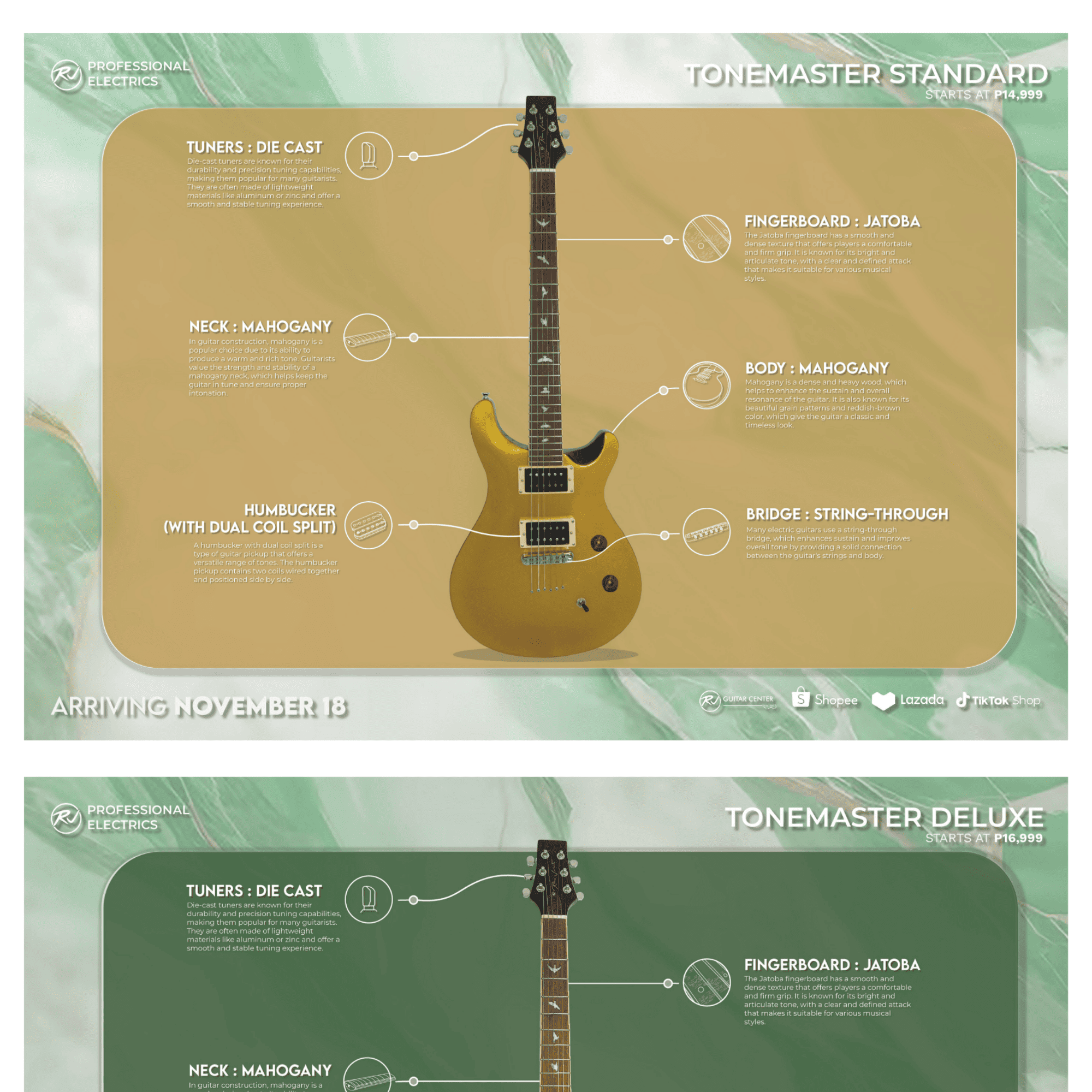 RJ Professional Electrics - Tonemaster Electric Guitar | Shopee Philippines