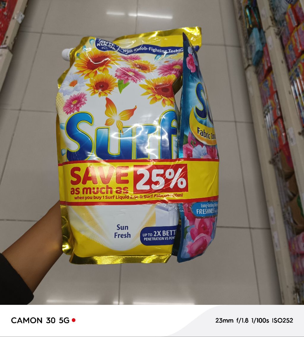 Surf Liquid Laundry Detergent 2.5l with Free Surf Fabcon 670ml | Shopee ...