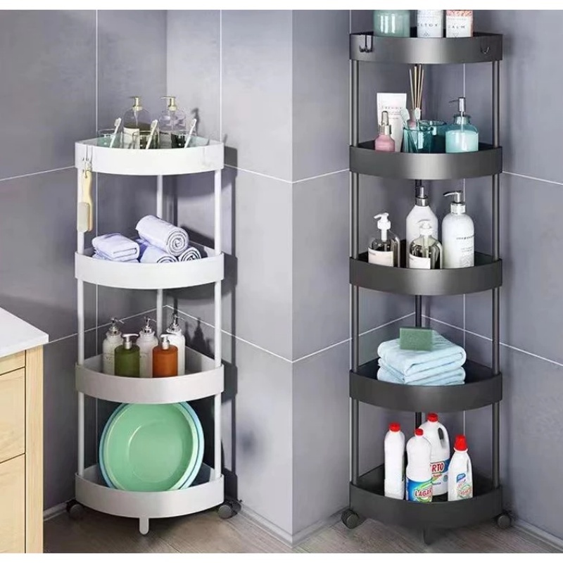 Plastic Corner Bathroom Corner Rack Trolley Bedroom Triangle Storage ...