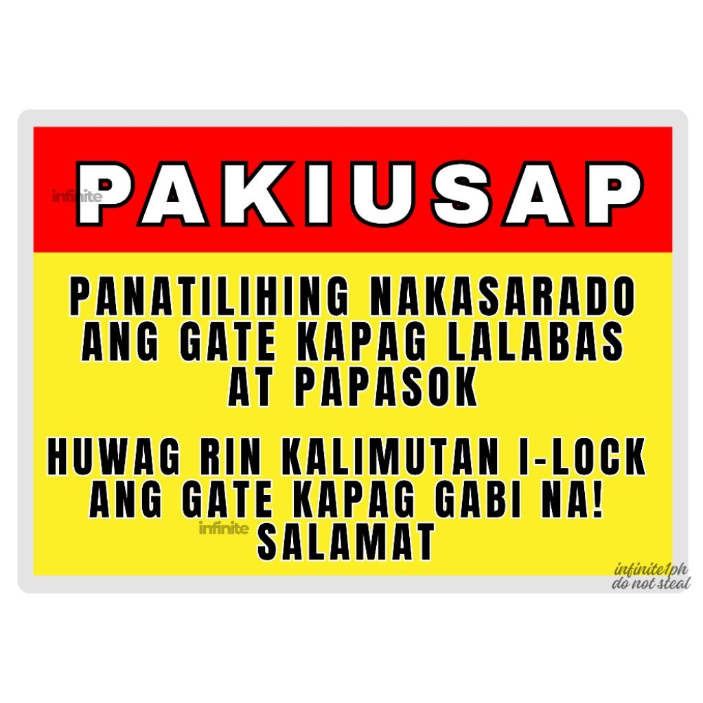 Pakiusap Panatilihing naka-sarado ang gate! Laminated Signage A4 A5 ...