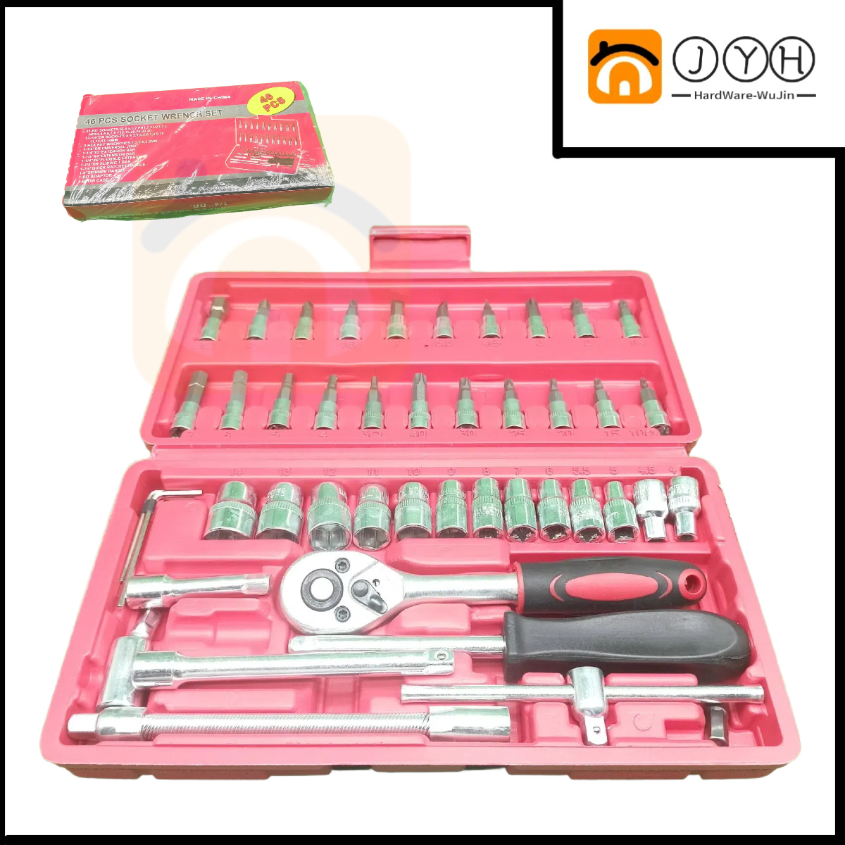 46pcs Motor Tool box Set with Case - Socket Wrench Set & Accessories ...