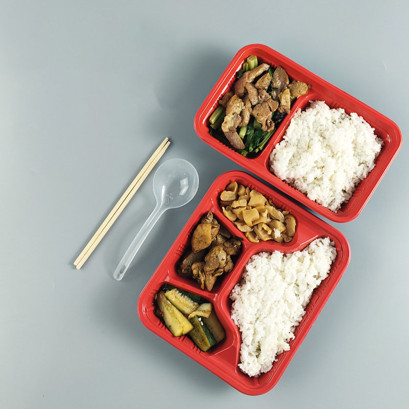 20/50/100PCS Red Bento Box With Back Cover 1/2/3/4/5 Grid Partition ...