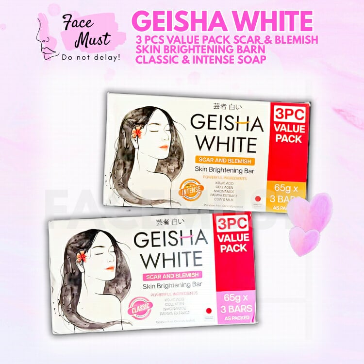 GEISHA WHITE ORIGINAL 3 PACKS INTENSE AND CLASSIC, SCAR & BLEMISH SKIN ...