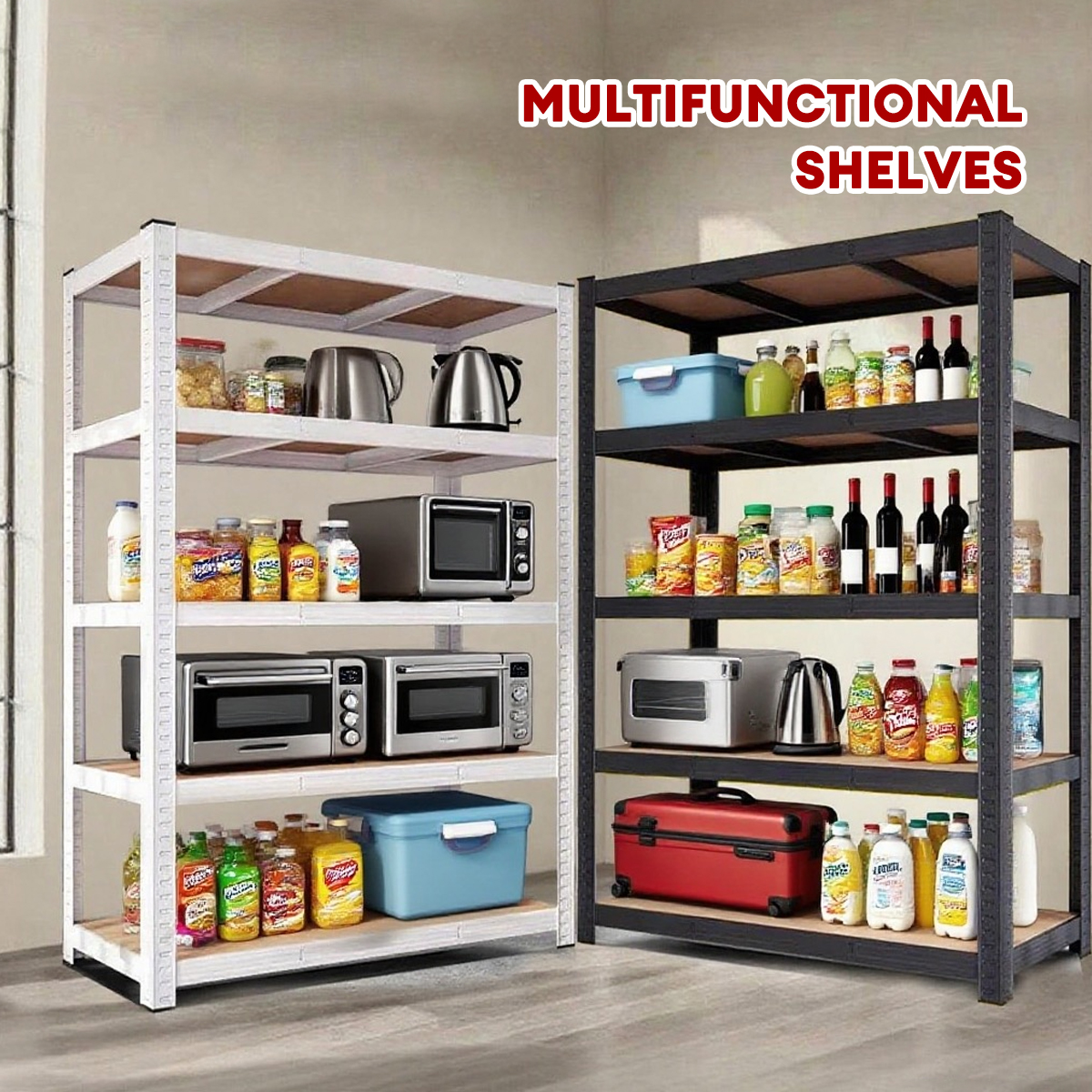 Multi-layer Storage Shelf Adjustable Height Steel Rack Easy Assembly ...